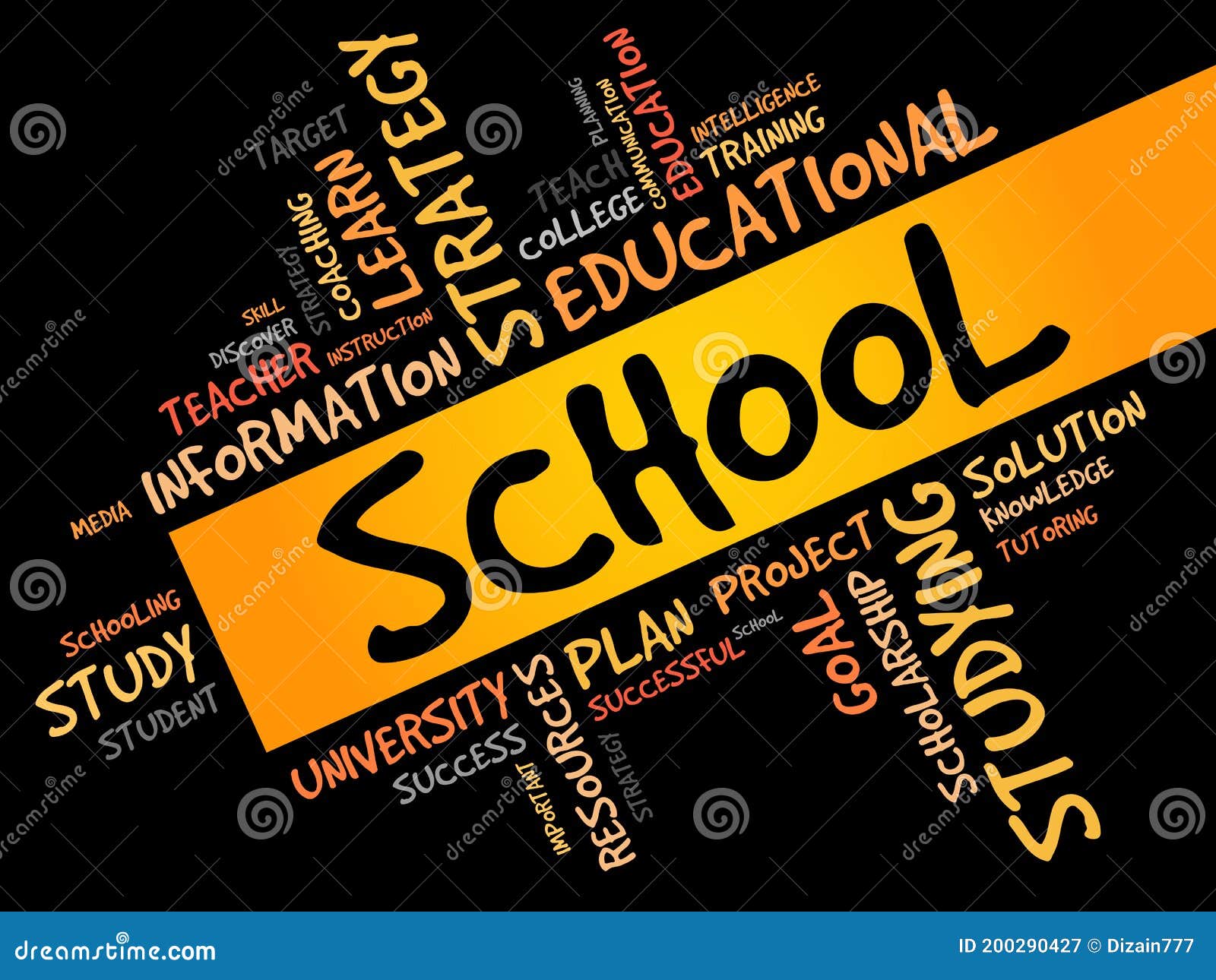 SCHOOL word cloud stock illustration. Illustration of knowledge - 200290427
