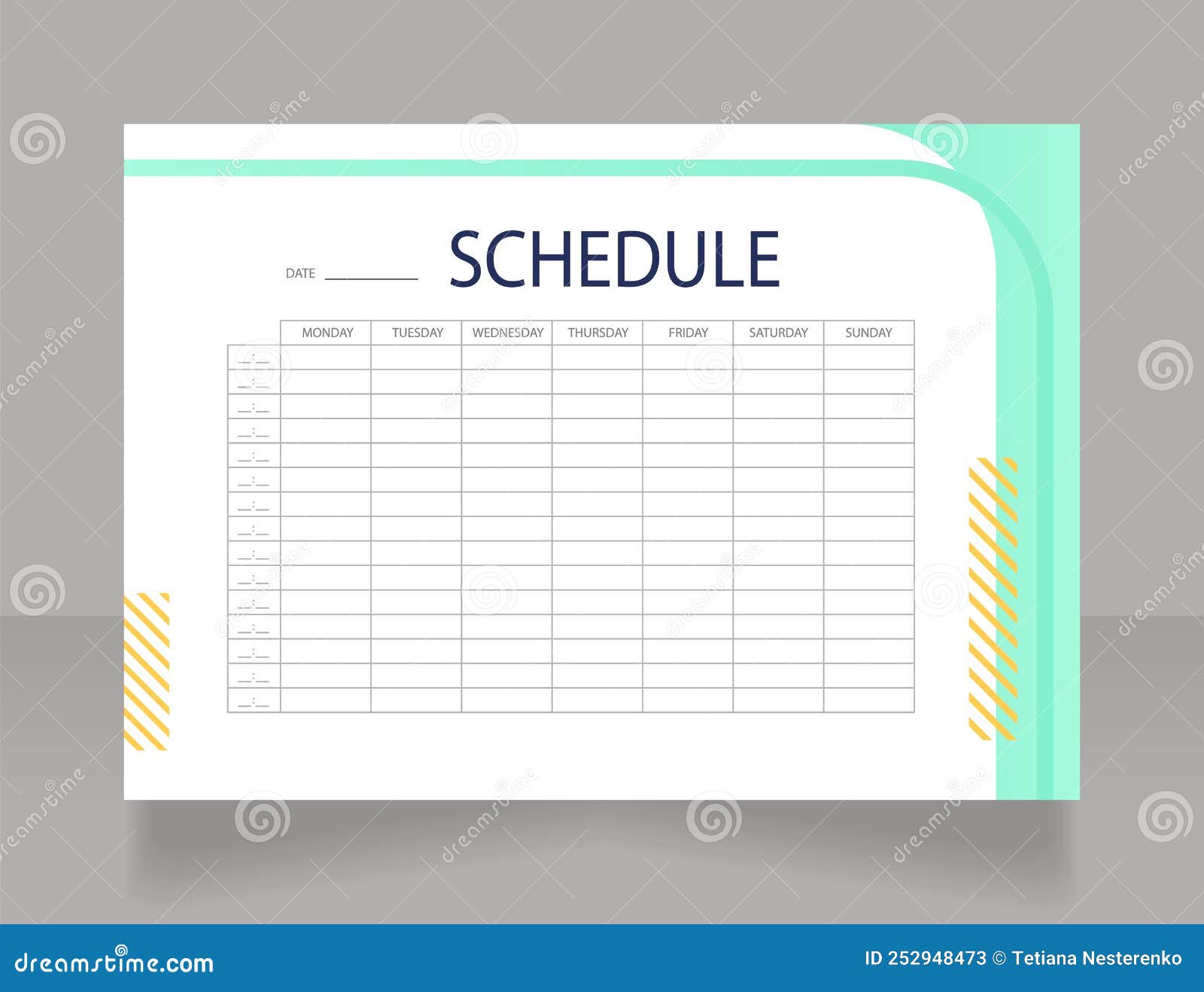 School Workflow Schedule Worksheet Design Template Stock Vector ...