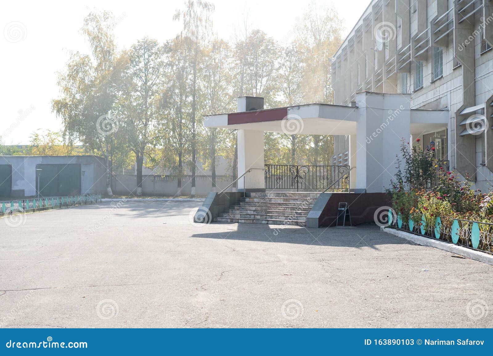 School yard in the fall stock image. Image of massachusetts - 163890103