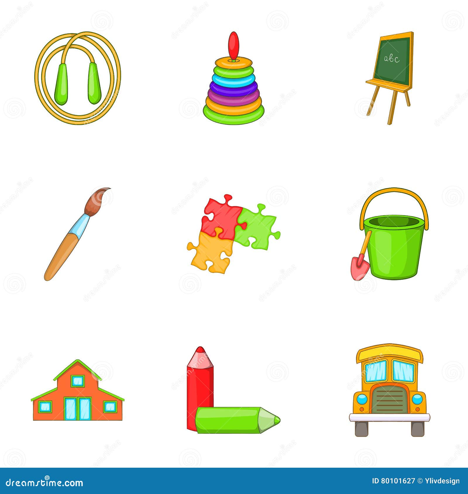 School Years Icons Set, Cartoon Style Stock Vector - Illustration of ...