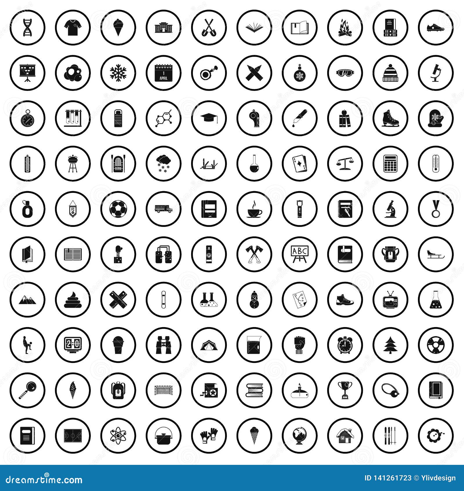 100 School Years Icons Set, Simple Style Stock Vector - Illustration of ...
