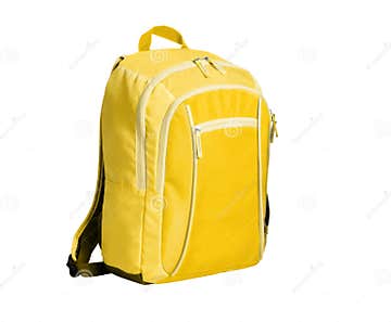 Yellow School Bag Isolated on White Background Stock Photo - Image of ...