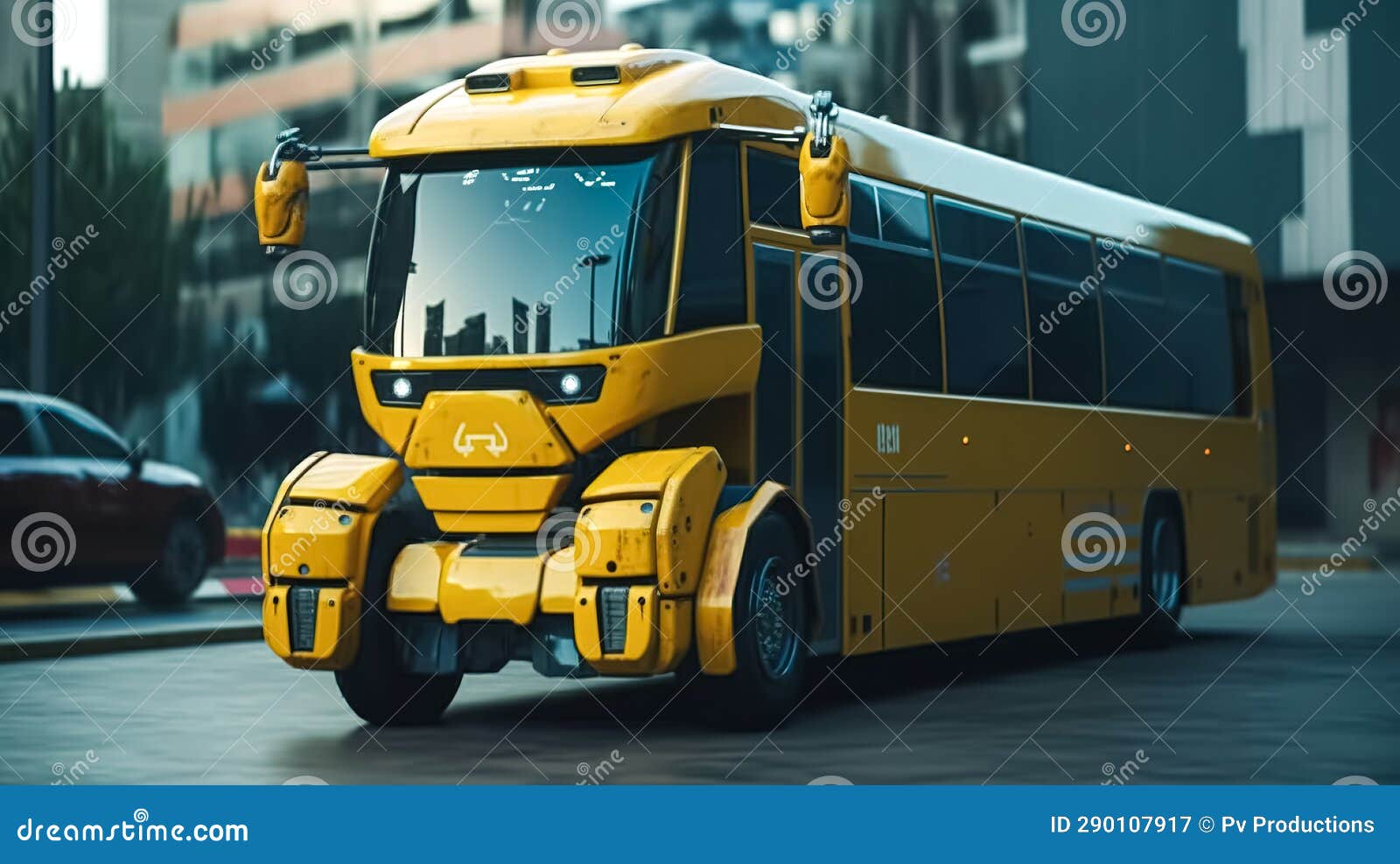 School Yellow Bus of the Future, Generative AI. Stock Image - Image of ...