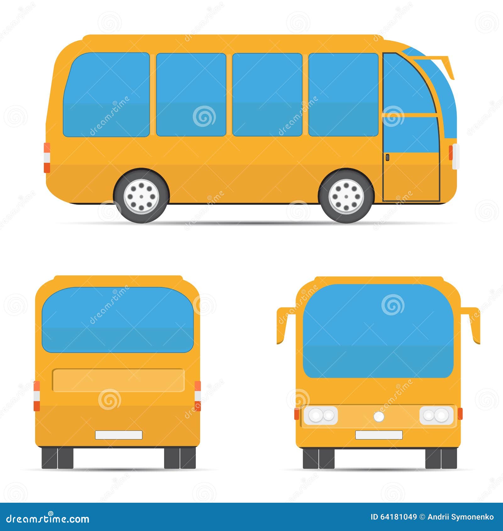 School Bus Rear View Isolated On A White Background. Watercolour ...