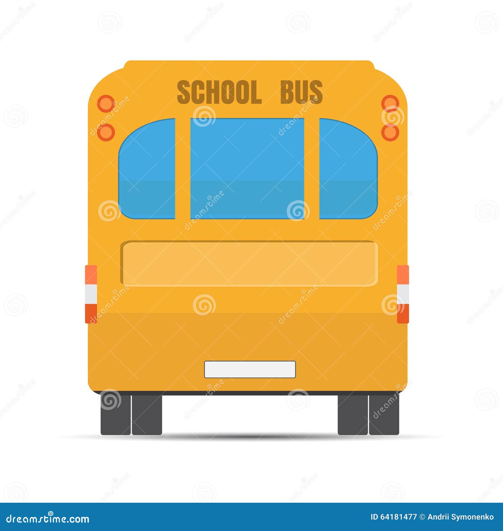 School Bus Rear View Isolated On A White Background. Watercolour ...