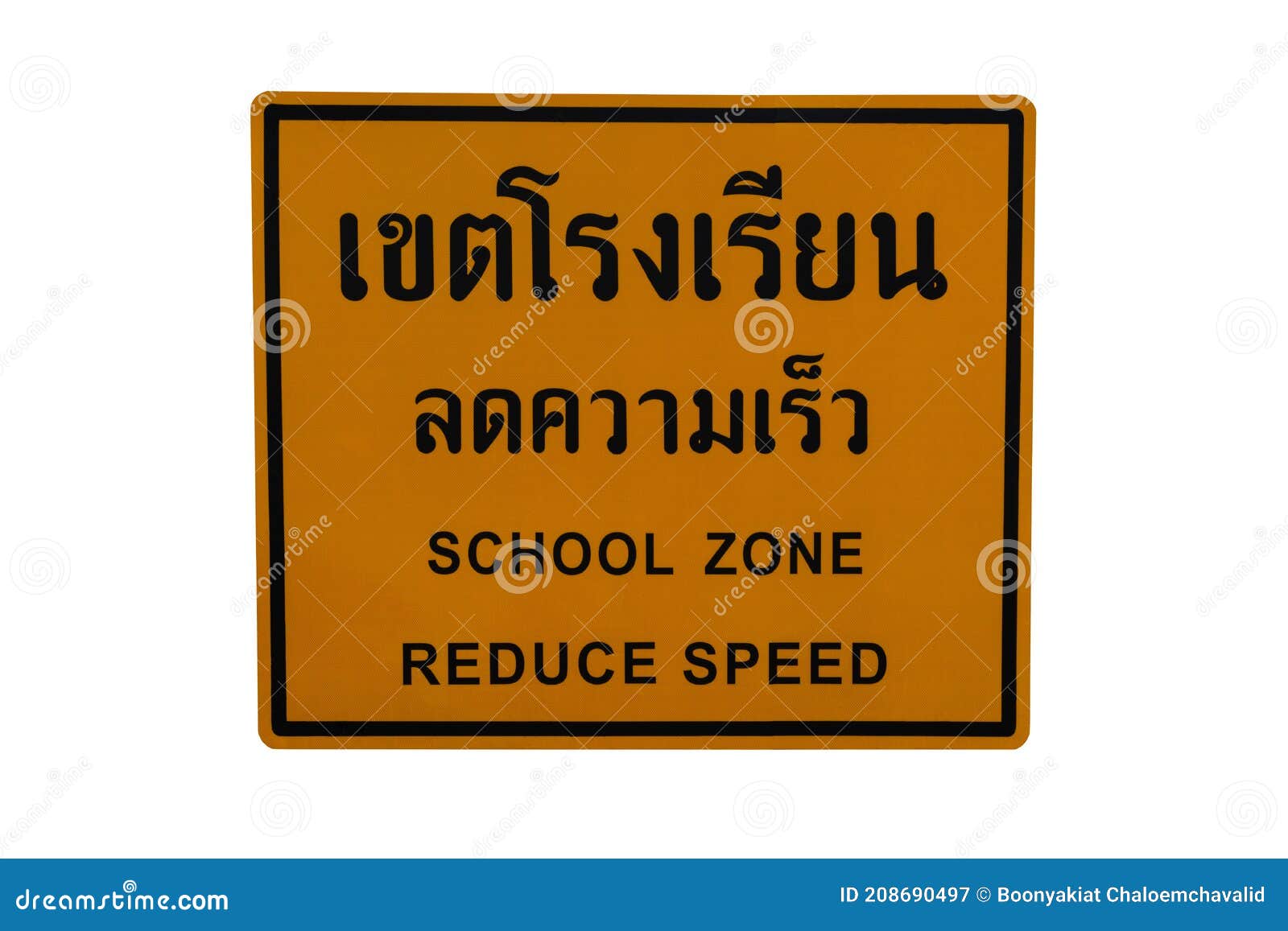 School Zone Reduce Speed Sign on White Background with Clipping Traffic ...