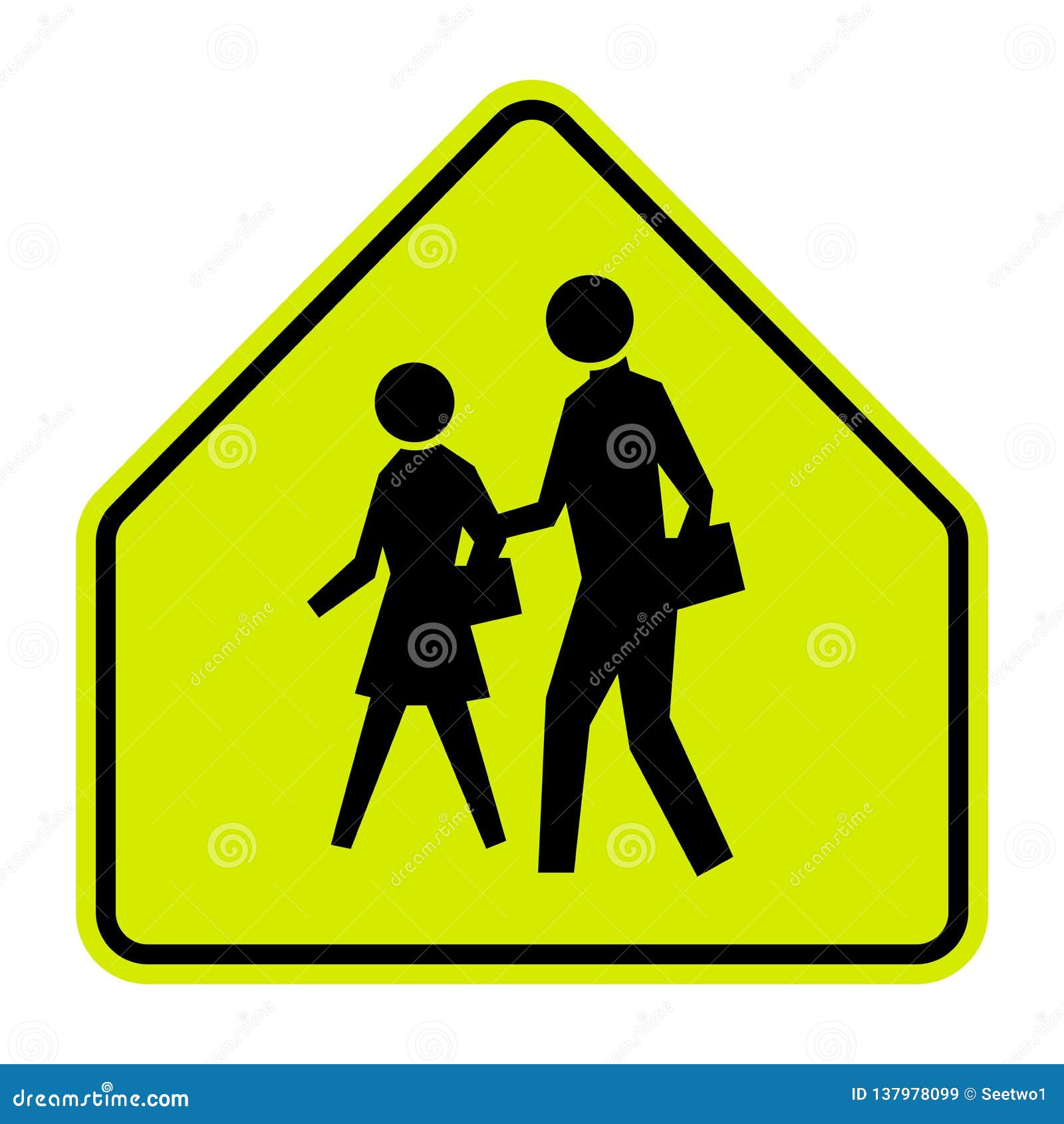 School Zone Sign on White Background Stock Vector - Illustration of ...