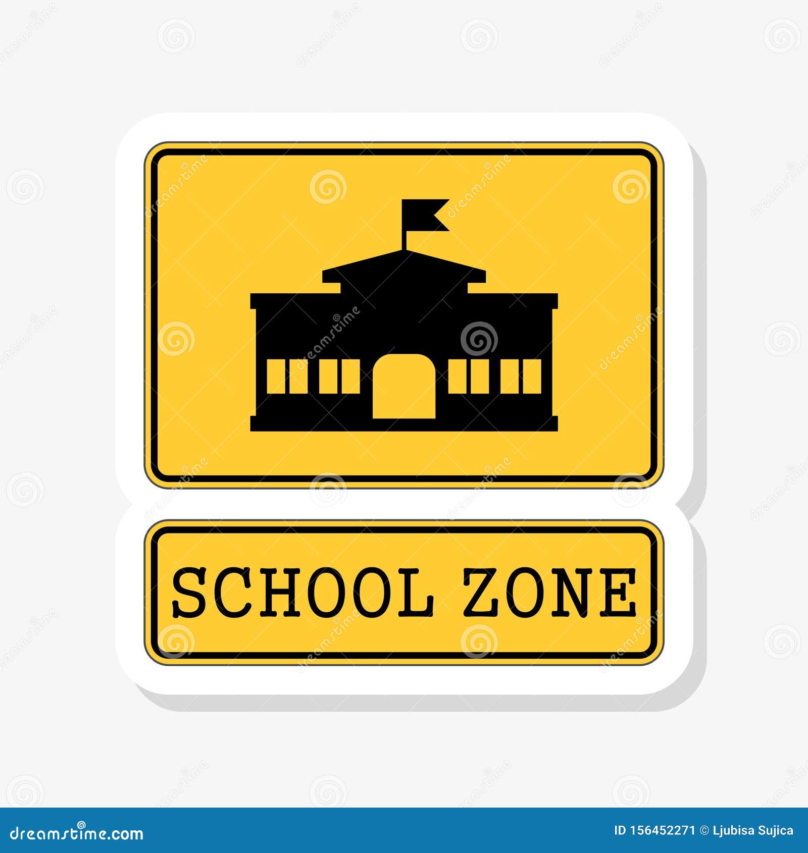 School Zone Sticker Sign on a White Background Stock Vector ...