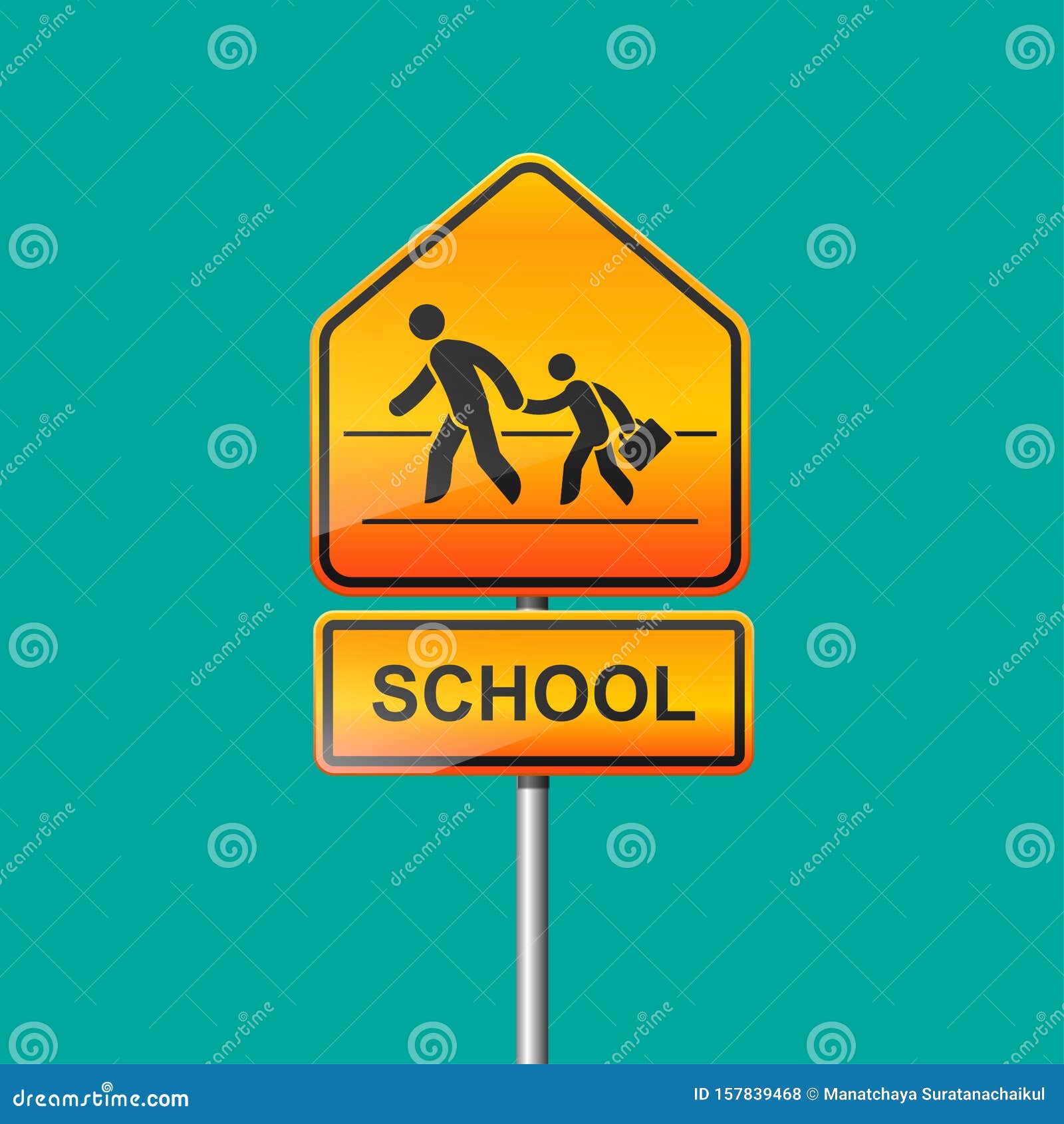School zone warning sign. stock illustration. Illustration of speed ...