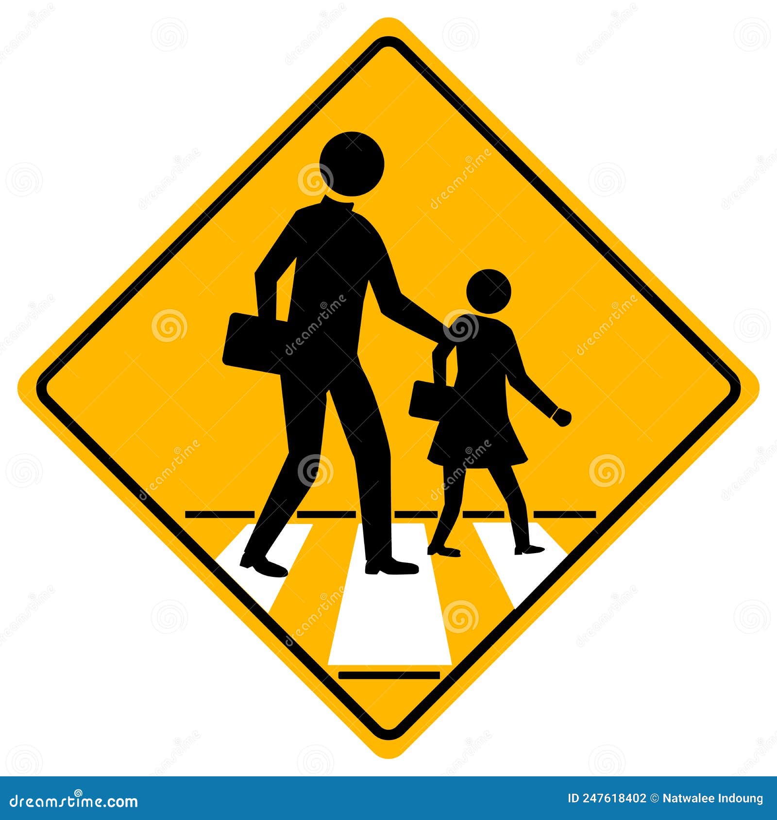 School Zone Warning Sign on Yellow Background Stock Illustration ...