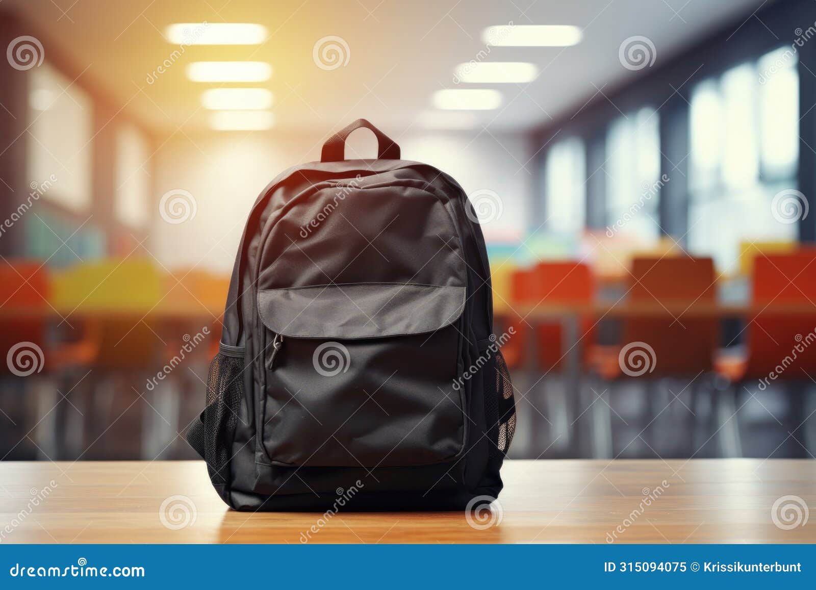 Schoolbag on Desk in Class Room AI Generated Stock Image - Image of ...