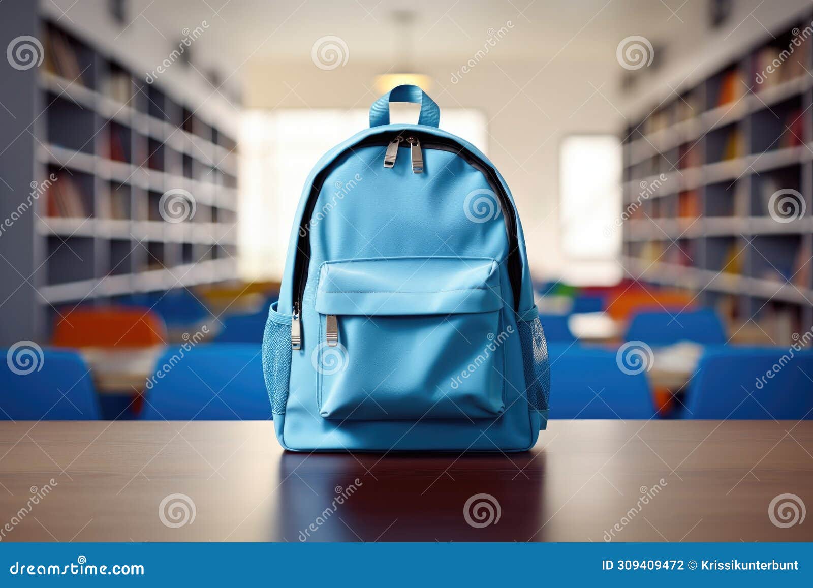 Schoolbag on Desk in Class Room AI Generated Stock Photo - Image of ...