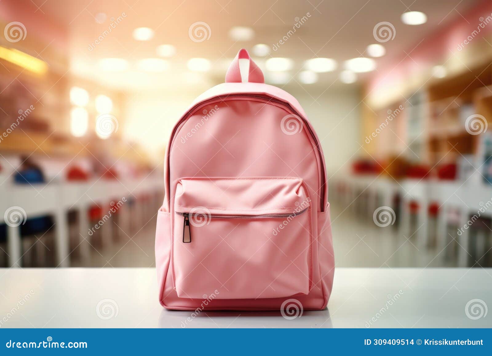 Schoolbag on Desk in Class Room AI Generated Stock Photo - Image of ...