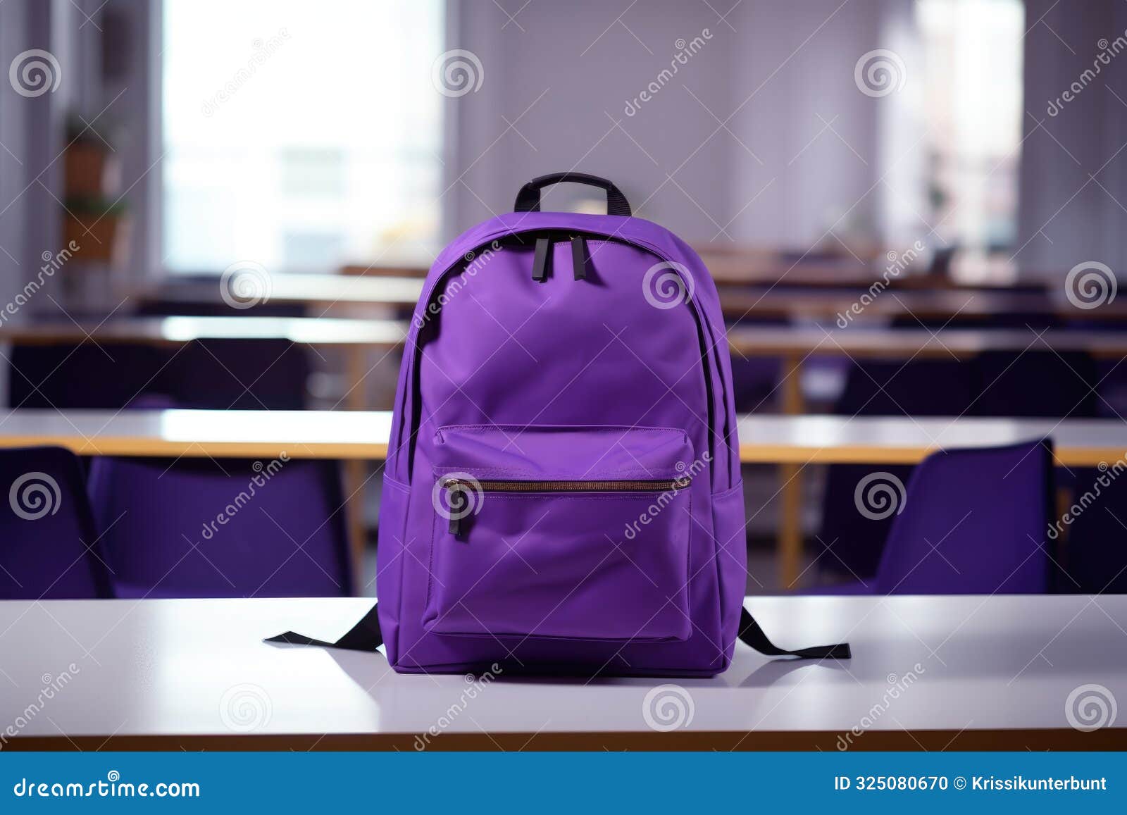 Schoolbag on Desk in Class Room AI Generated Stock Photo - Image of ...