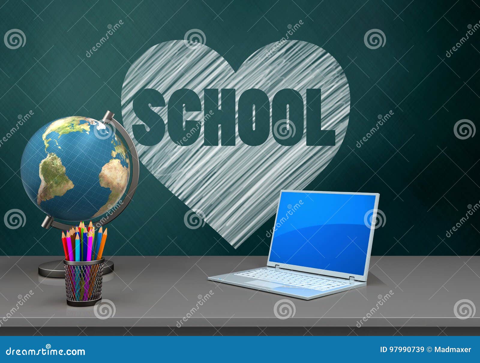 Schoolboard 3d stock de ilustración. Ilustración de escritura - 97990739