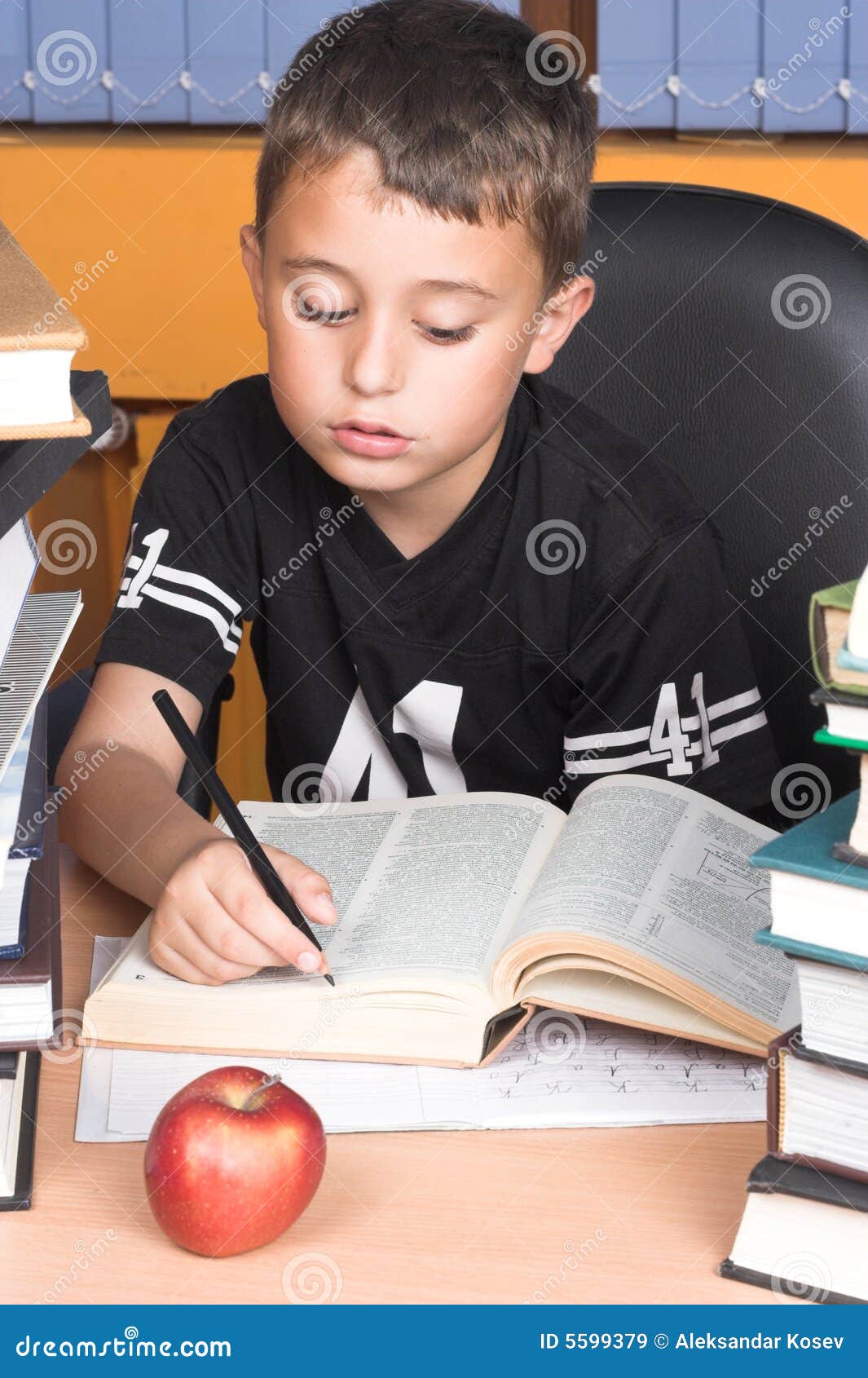 Schoolboy stock image. Image of preparation, pupil, interior - 5599379