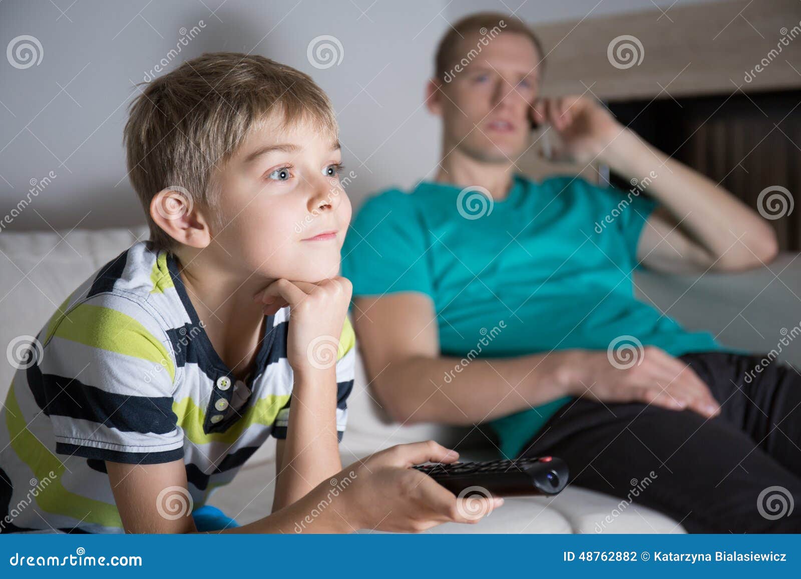 Schoolboy Addicted To Watching Tv Stock Photo - Image of child, calling ...