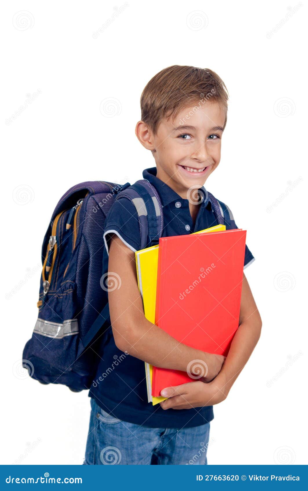 Schoolboy with backpack stock photo. Image of carrying - 27663620