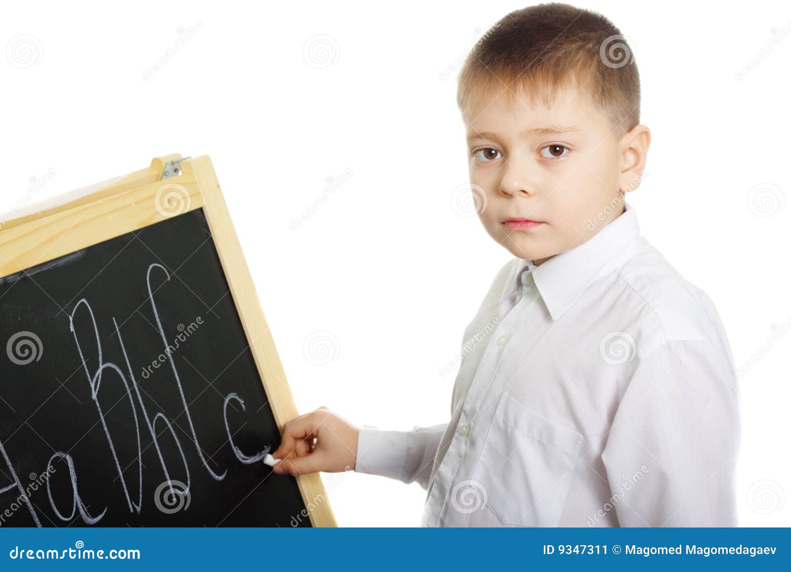 Schoolboy at blackboard stock image. Image of cute, little - 9347311