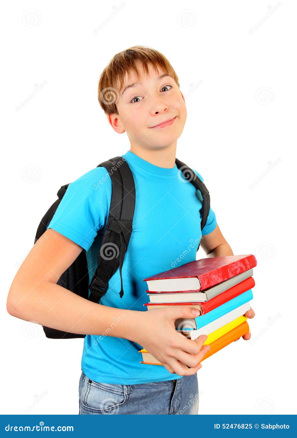 Schoolboy with a Books stock image. Image of colored - 52476825