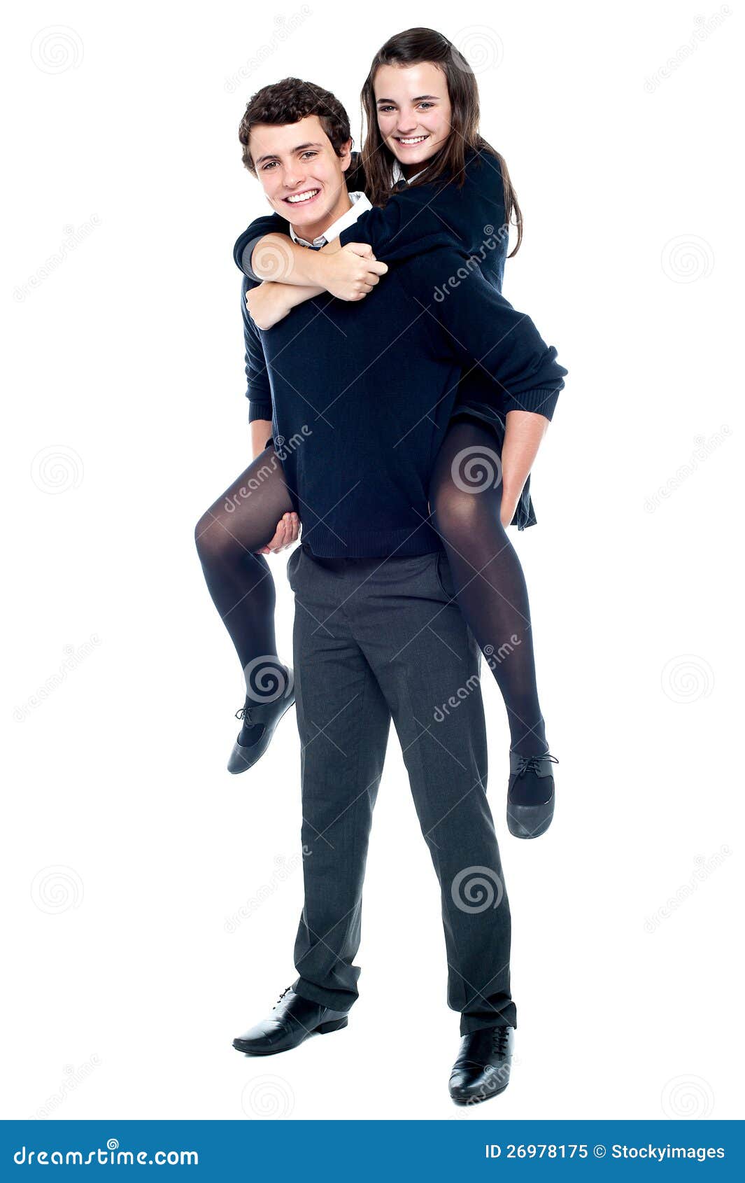 Schoolboy Carrying Girl on His Back Stock Image - Image of pretty ...