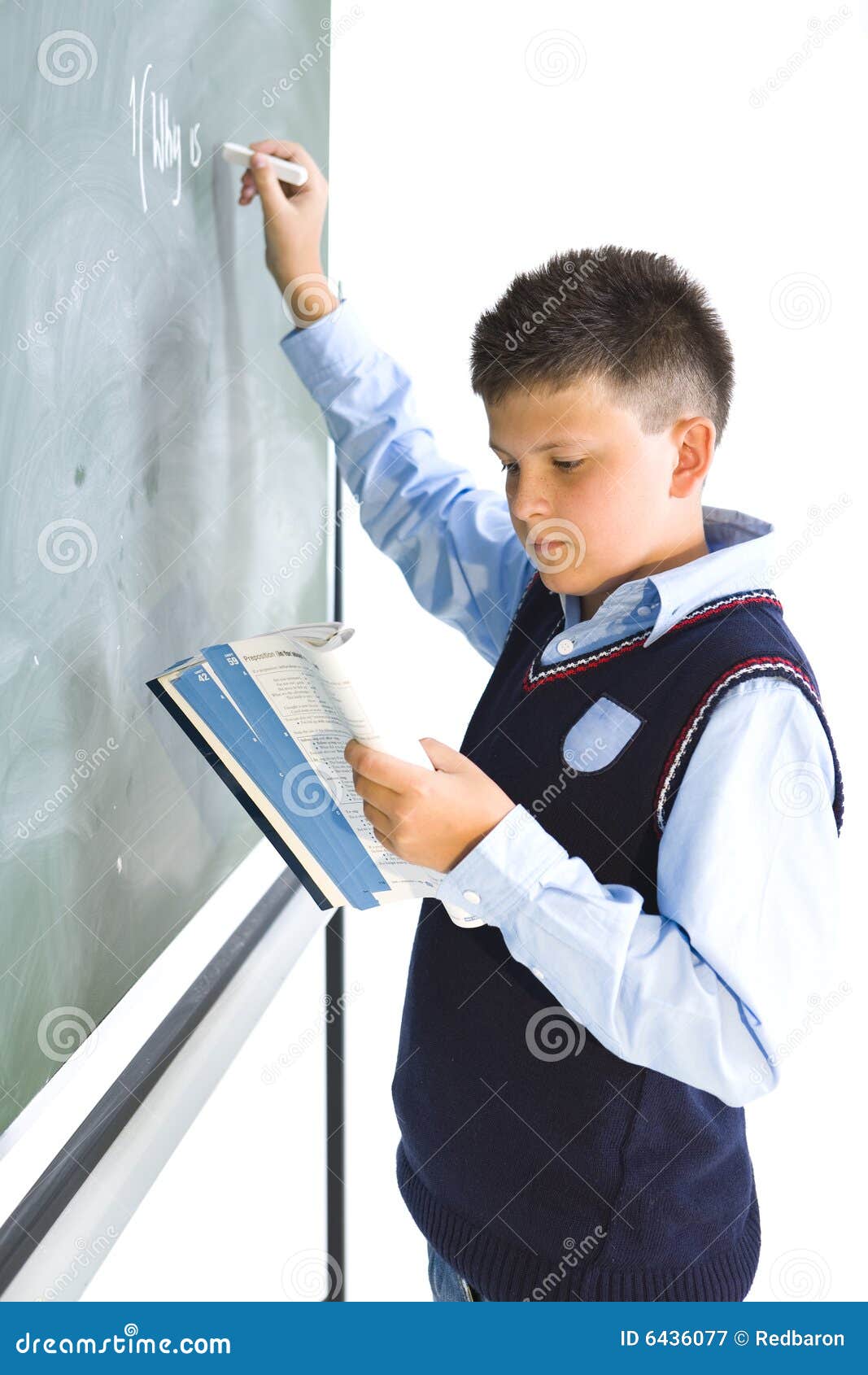 Schoolboy at the Chalkboard Stock Image - Image of hold, book: 6436077