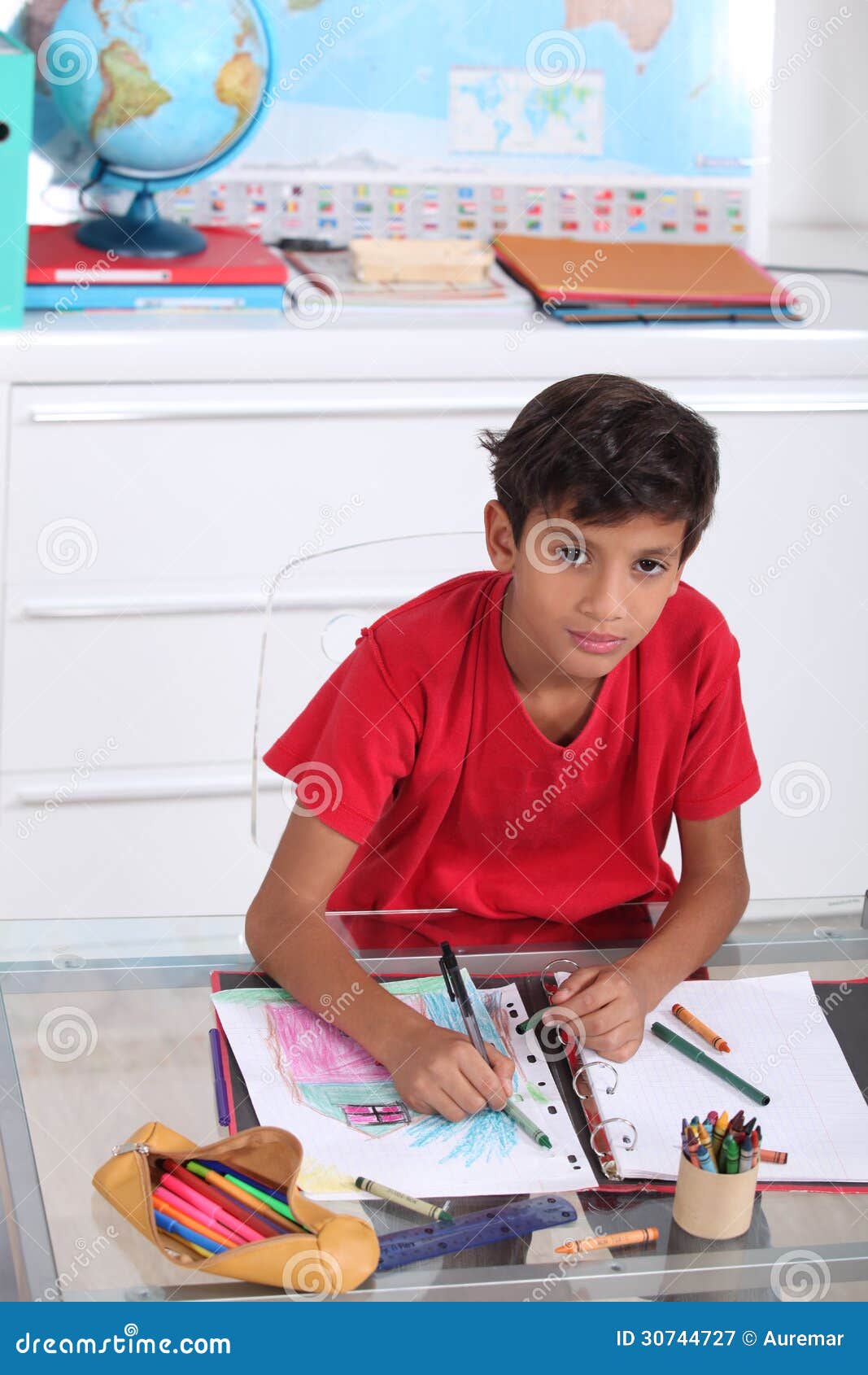 Little Boy Sat Drawing Picture Stock Photos - Free & Royalty-Free Stock ...
