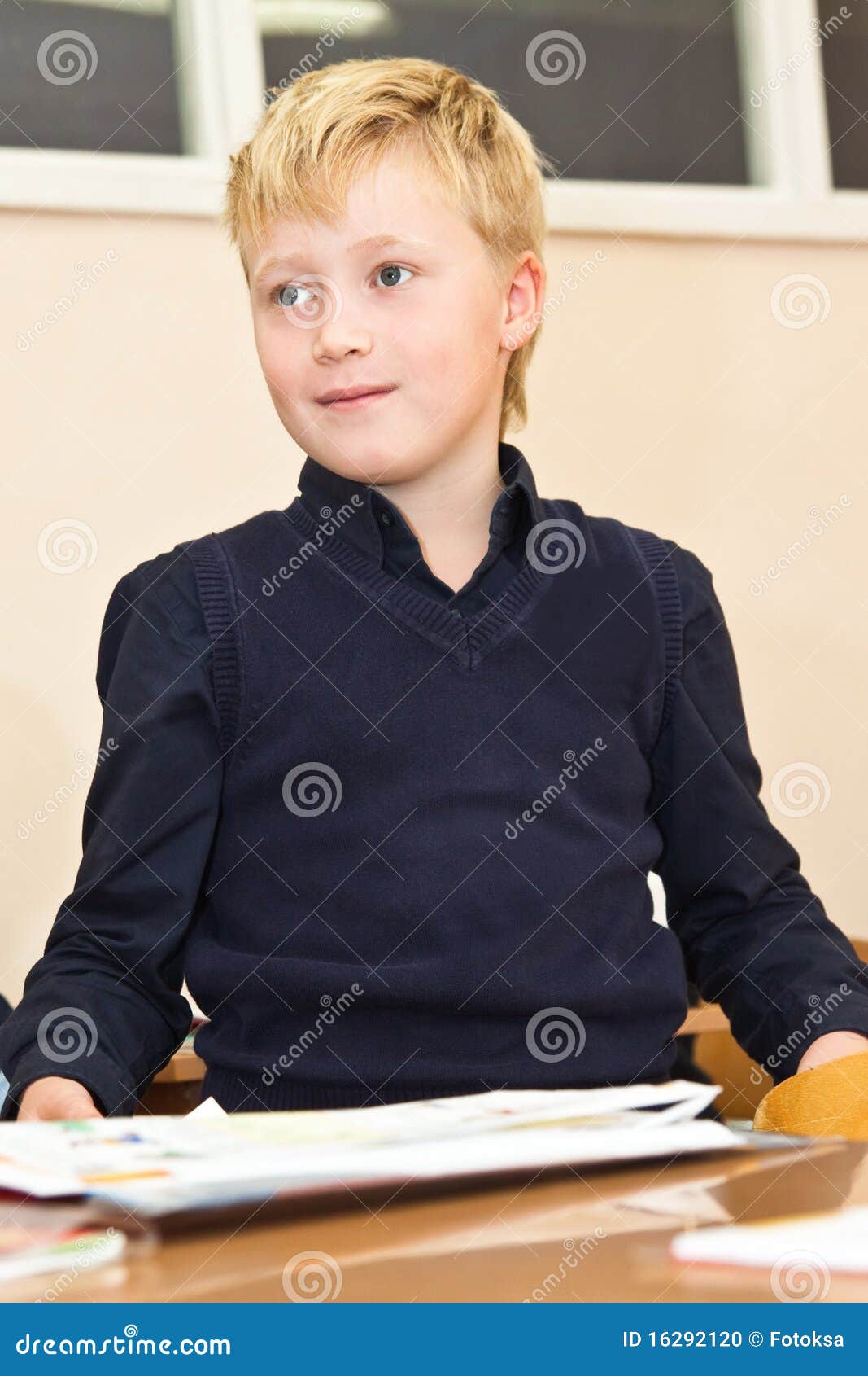 Schoolboy in the classroom stock photo. Image of book - 16292120