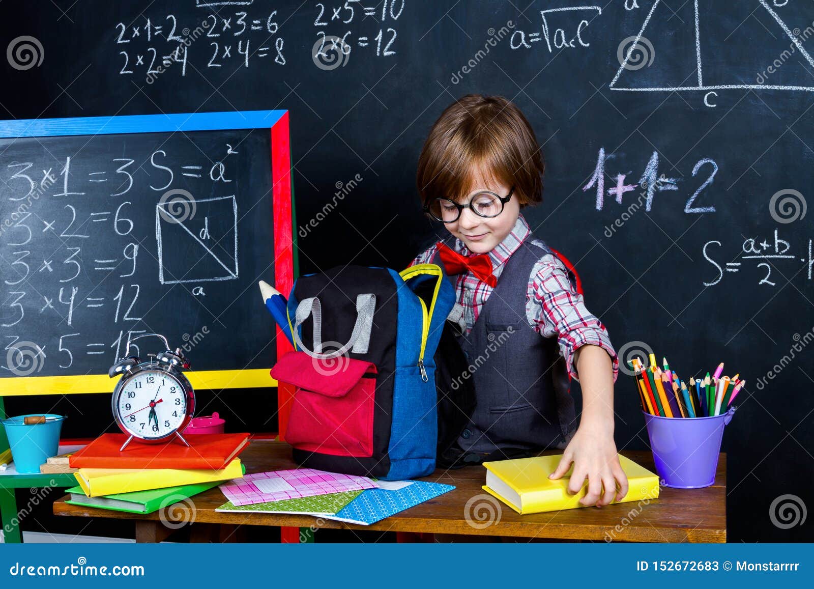 Schoolboy in Classroom at School Stock Image - Image of classroom ...