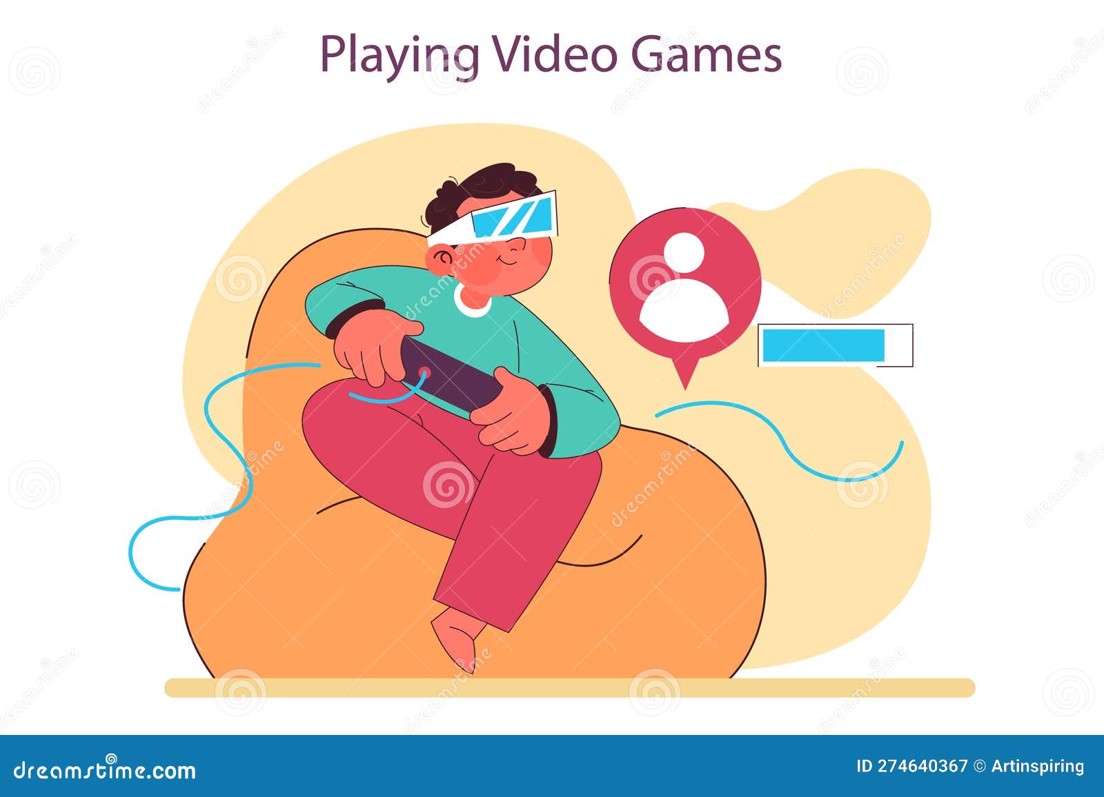 Schoolboy with a Console, Playing Video Games. Imagination and ...