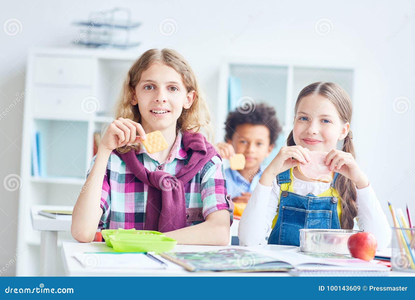 Lunch at school stock image. Image of hungry, lunchbreak - 100143609