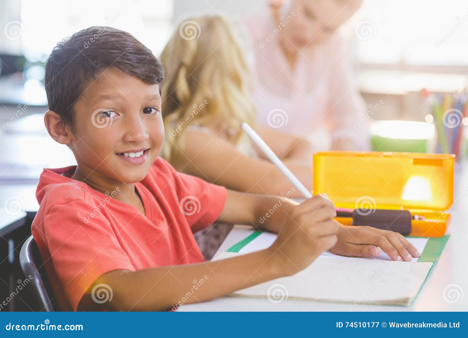 Schoolboy Doing His Homework Stock Image - Image of academic, education ...