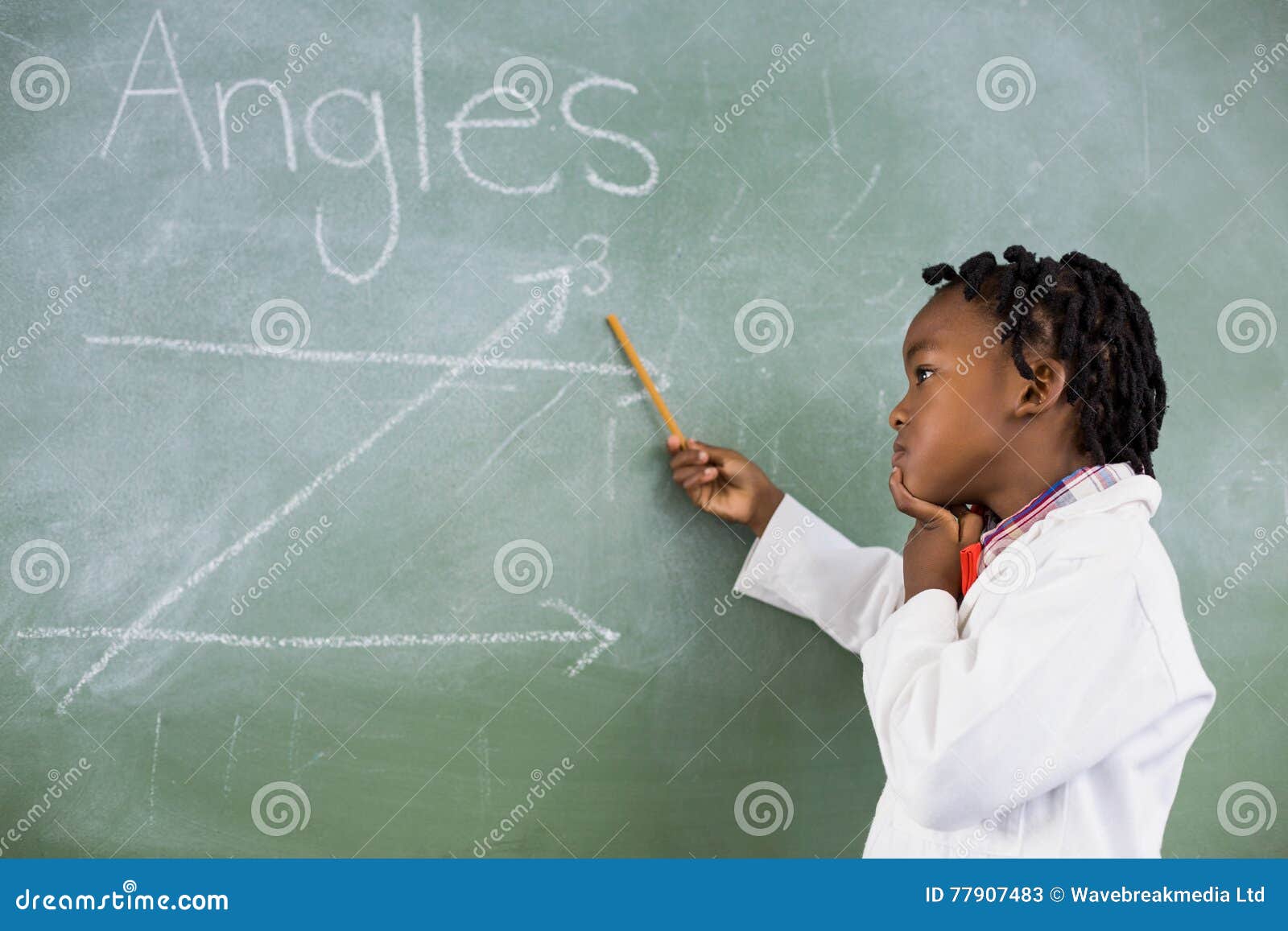 Schoolboy Doing Mathematics on Chalkboard in Classroom Stock Image ...