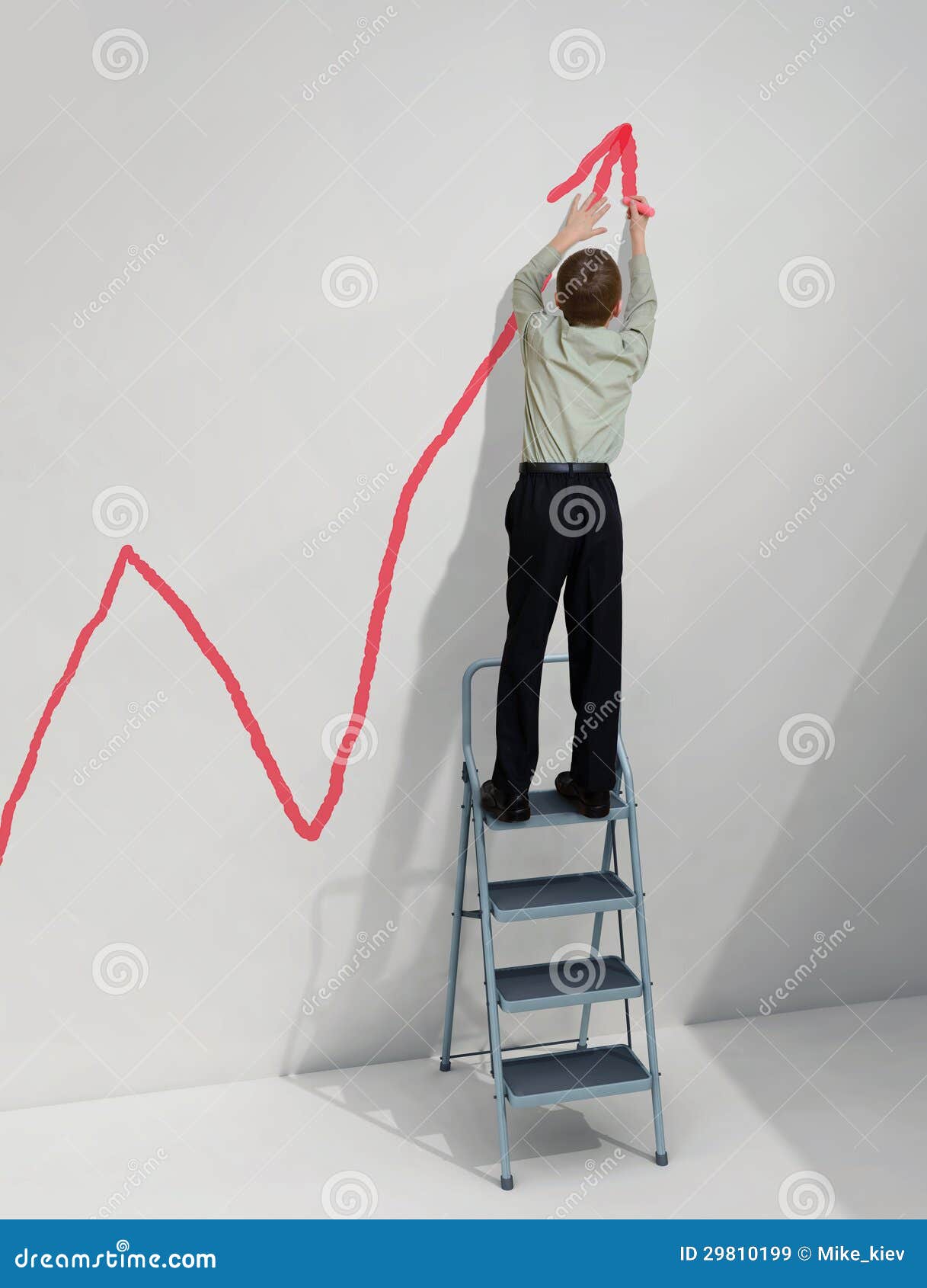 Boy Draws a Graph on the Wall Stock Image - Image of management ...