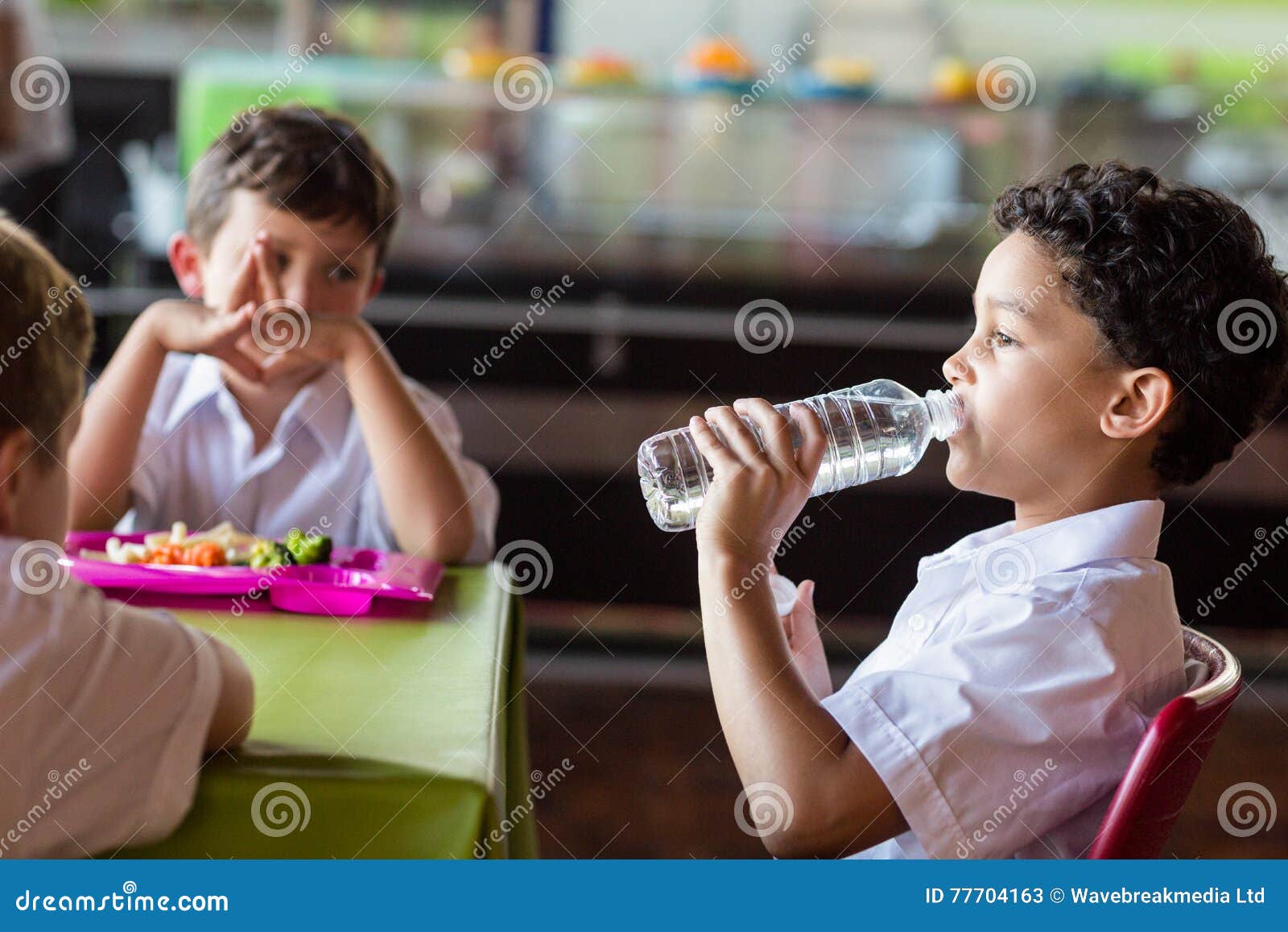 Schoolboy Drinking Water from Bottle Stock Image - Image of meal, head ...