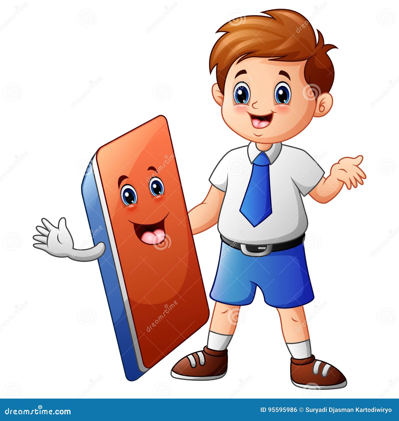 A Schoolboy with Eraser Cartoon Stock Vector - Illustration of blue ...