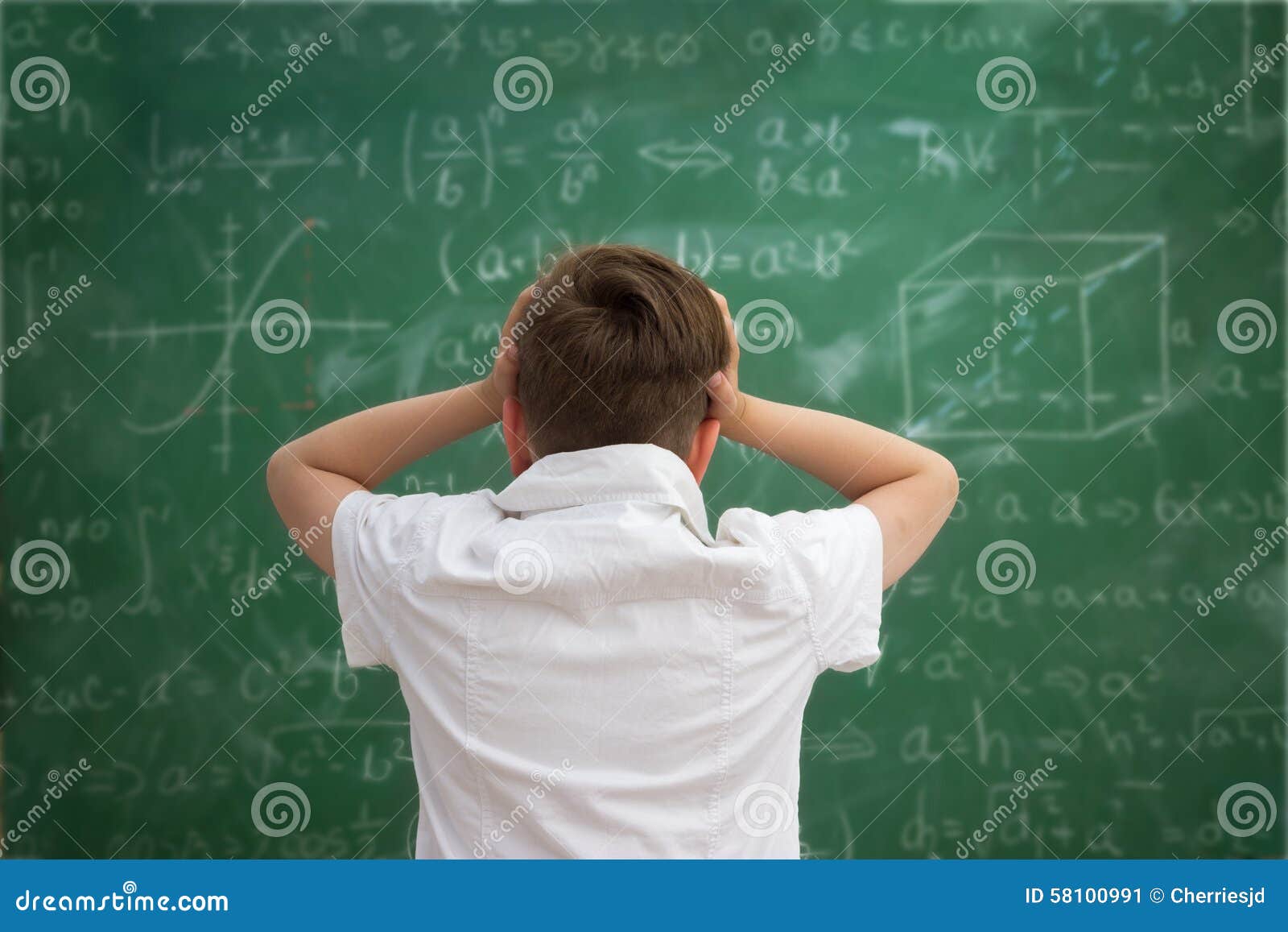 Schoolboy Have Problem with Formulas Stock Image - Image of mathematics ...