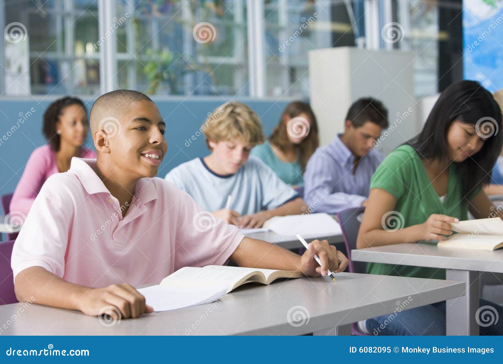Schoolboy in High School Class Stock Image - Image of african, hispanic ...
