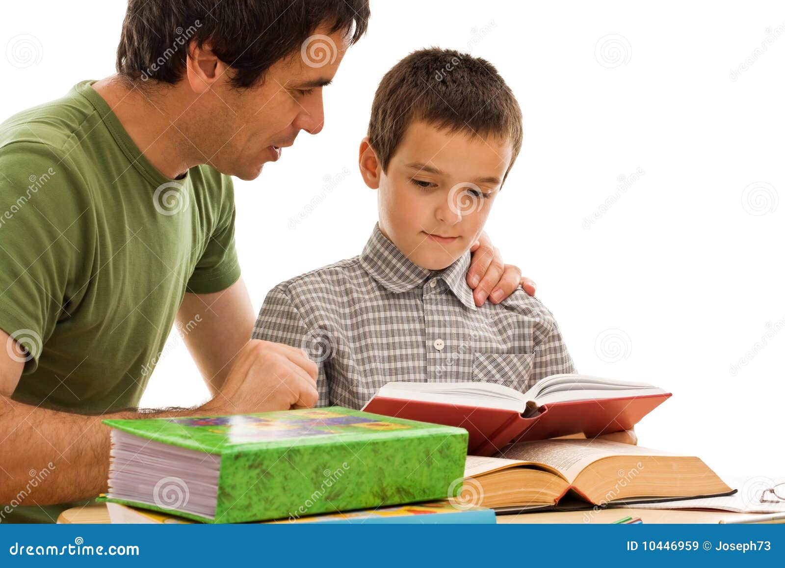 Schoolboy and His Father Learning Stock Image - Image of family, father ...