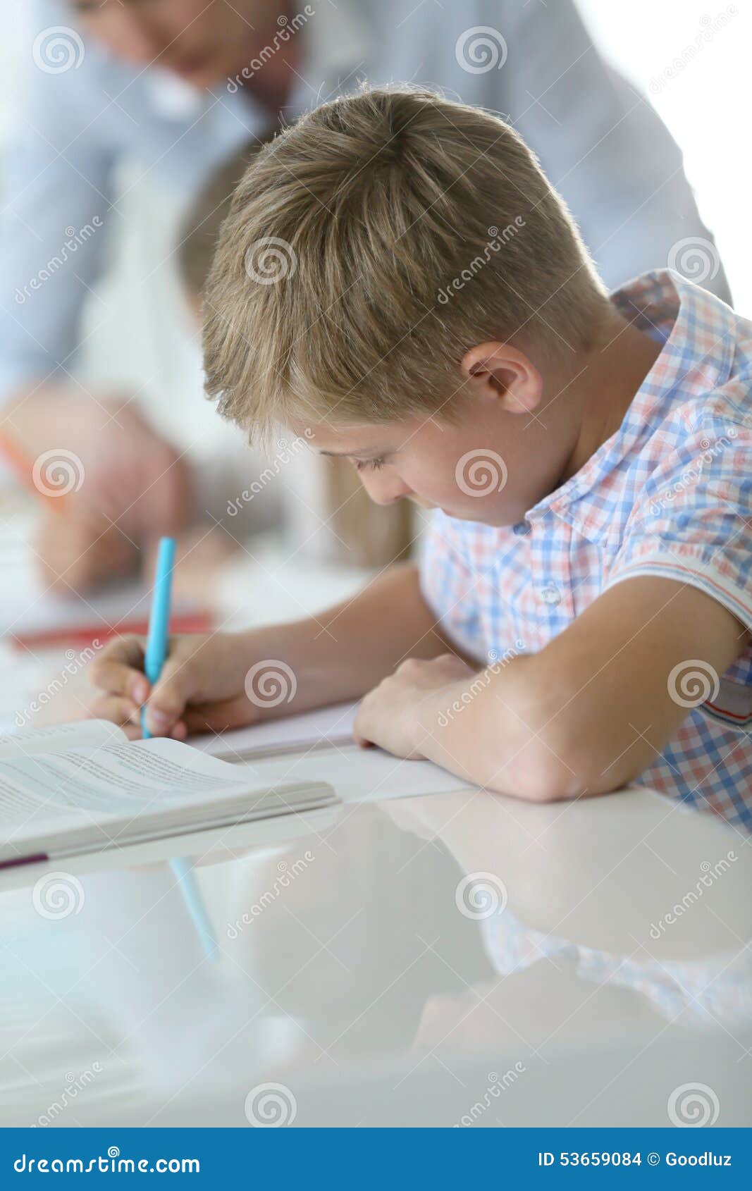 Schoolboy Learning in Class Stock Photo - Image of adult, people: 53659084