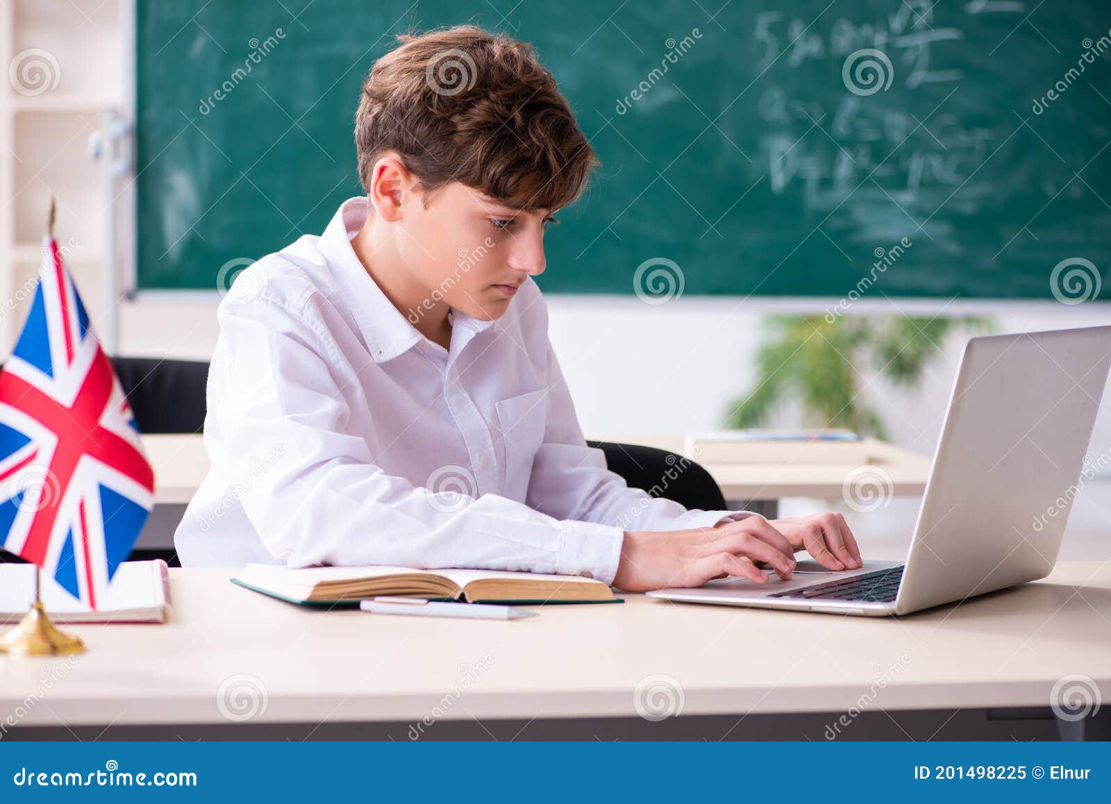 Schoolboy Learning English Language Via Internet Stock Image - Image of ...
