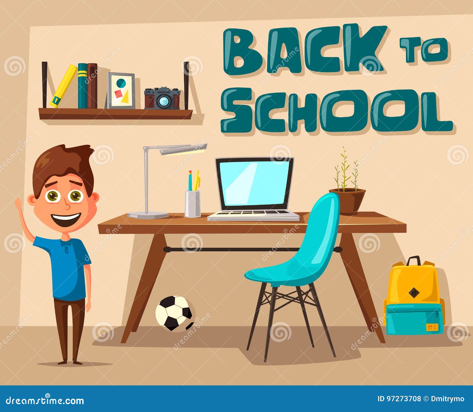 Comfortable Homeschool Workplace With The Desk Cartoon Vector ...