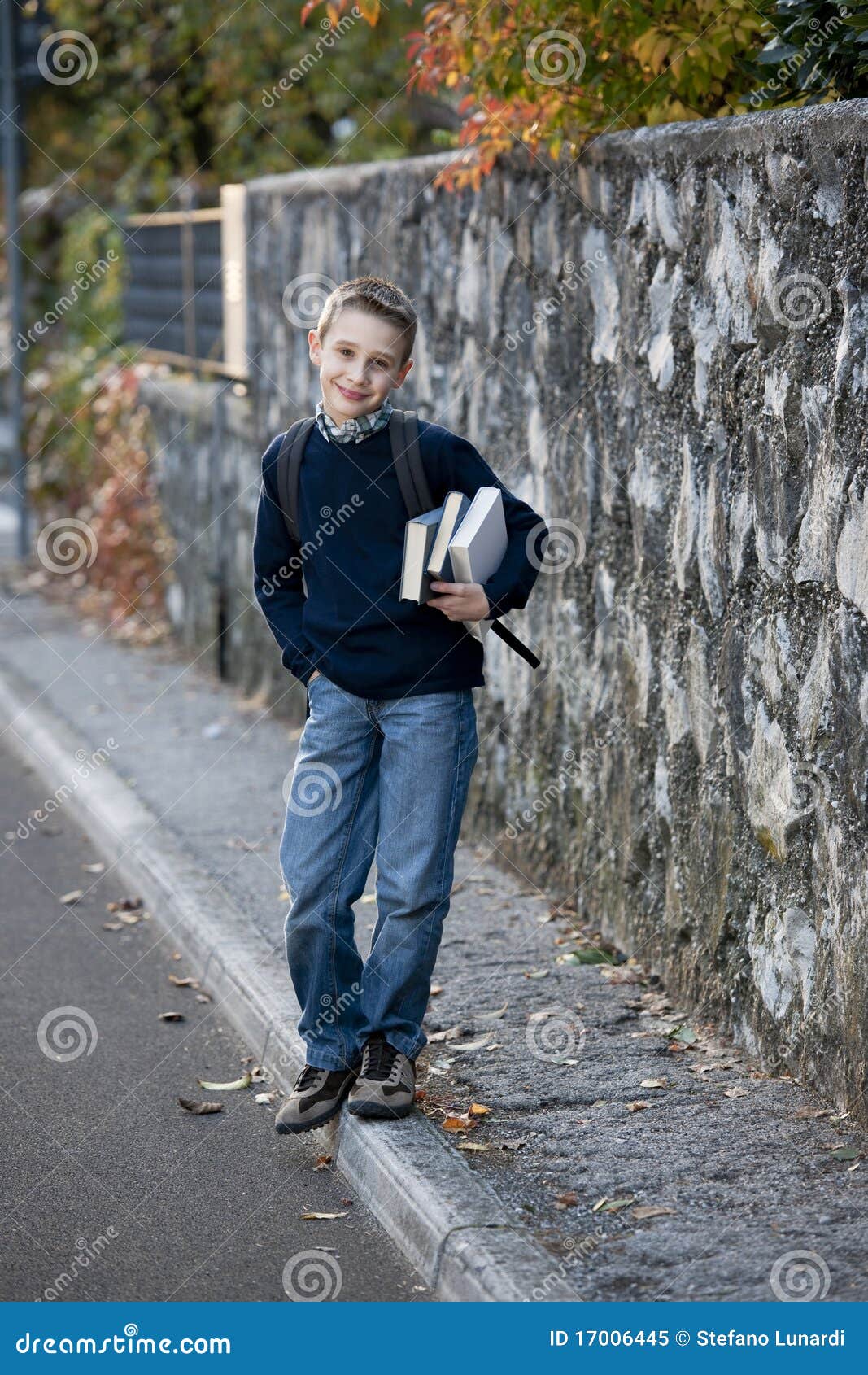 Schoolboy outdoors stock image. Image of blue, portrait - 17006445
