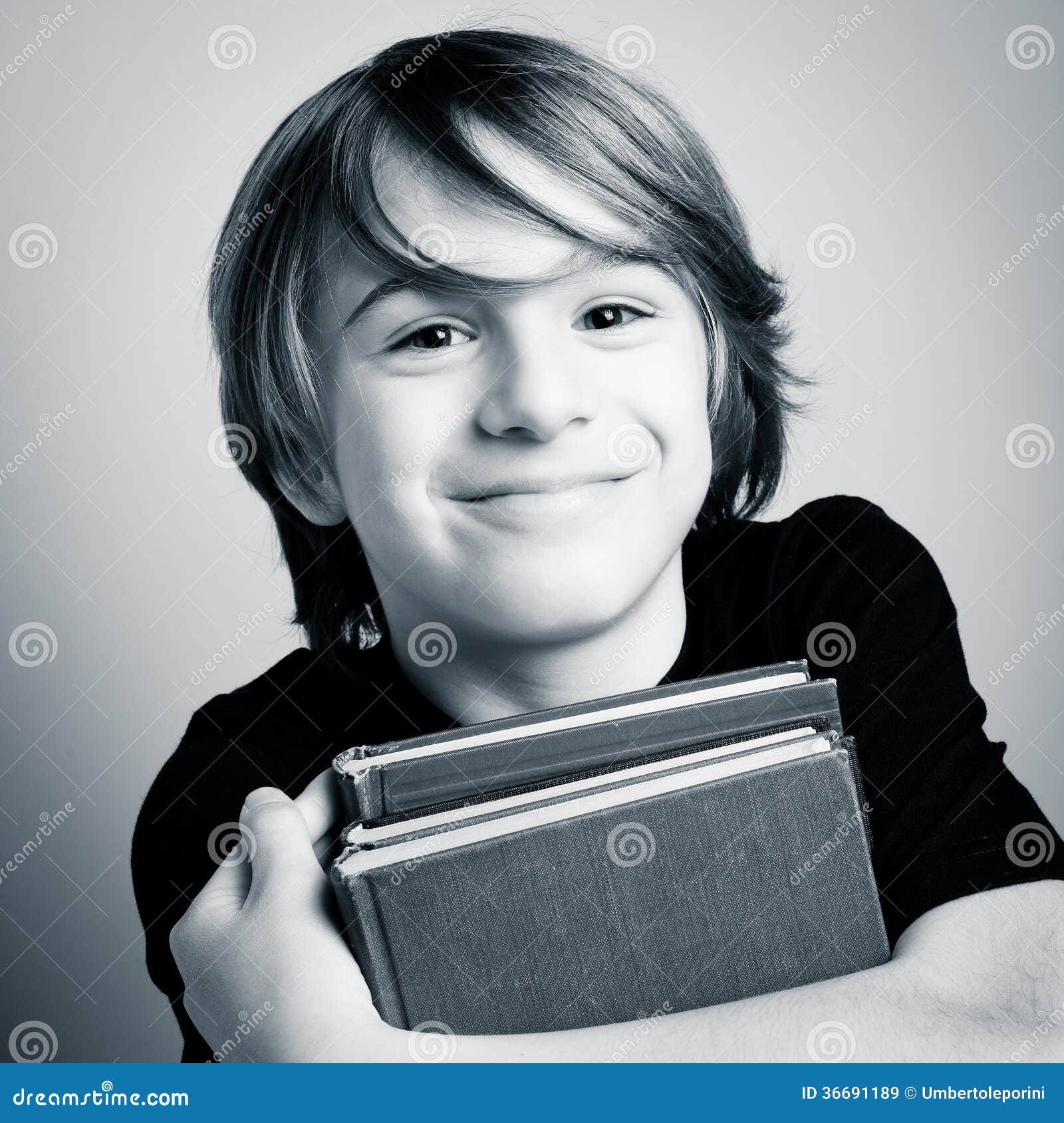 Schoolboy Portrait with Books Stock Image - Image of male, beautiful ...