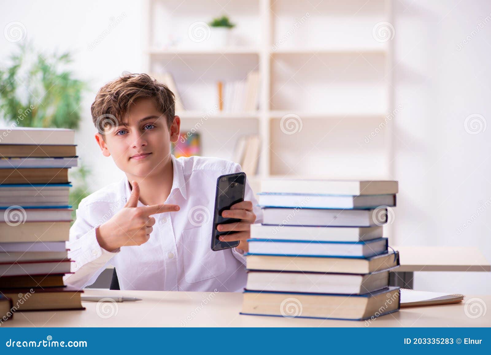 Schoolboy Preparing for Exams in the Classroom Stock Image - Image of ...