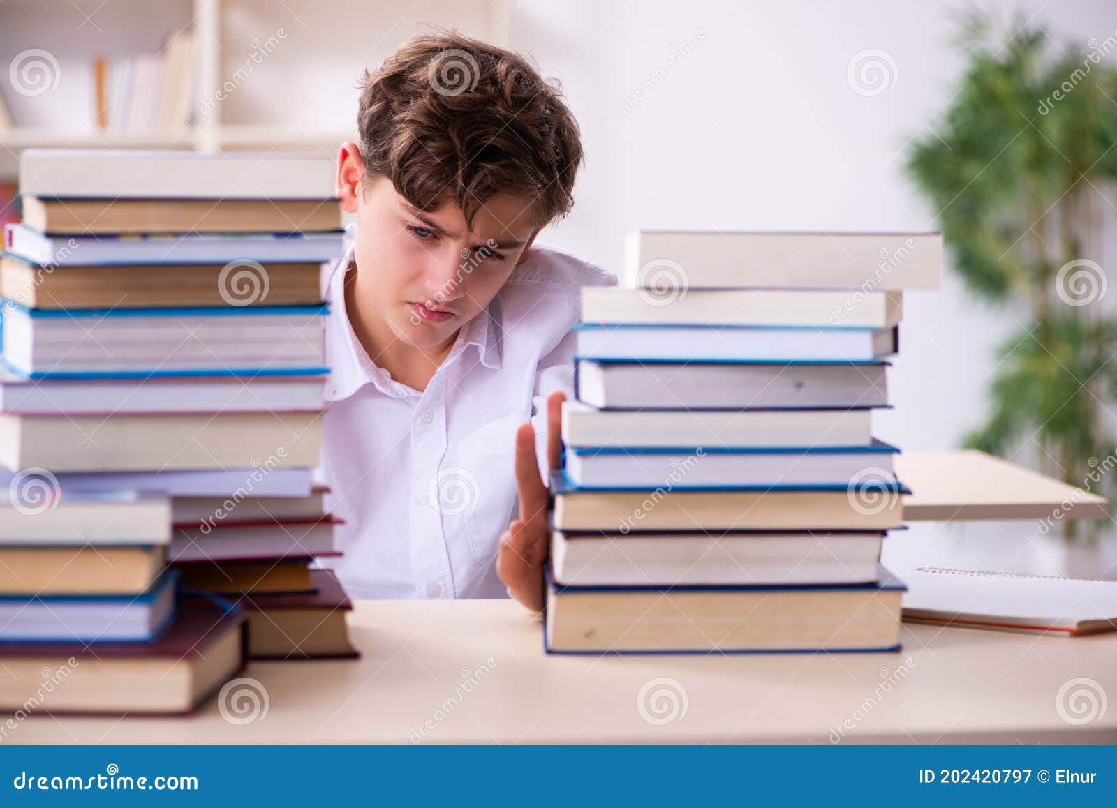 Schoolboy Preparing for Exams in the Classroom Stock Image - Image of ...