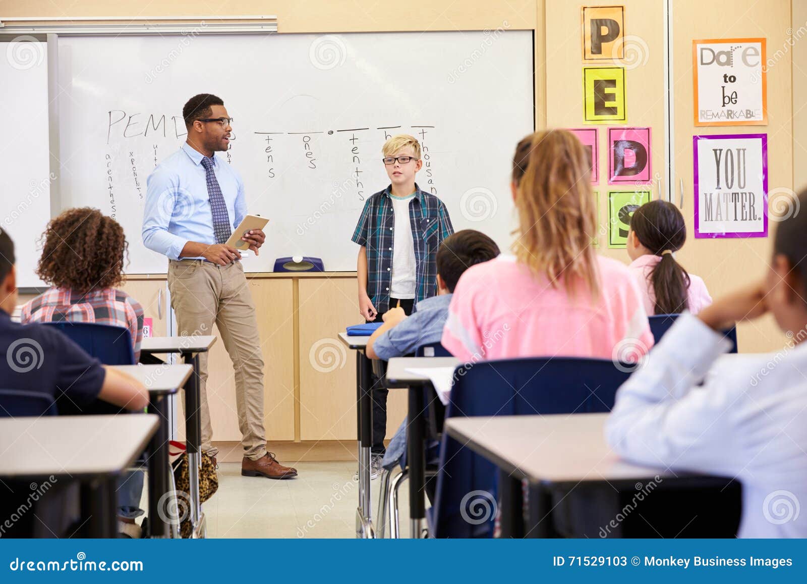Schoolboy Presenting To His Elementary School Classmates Stock Image ...