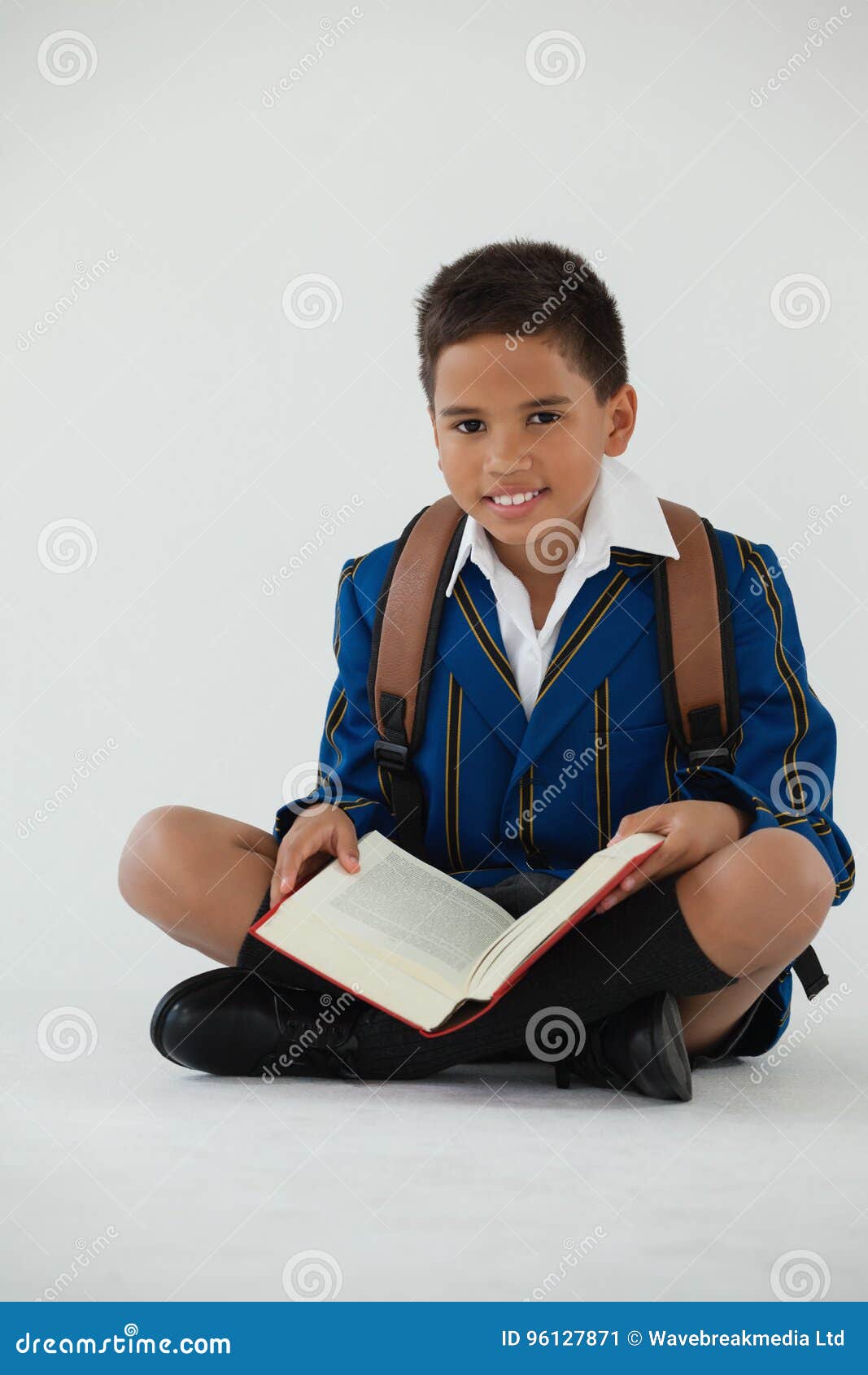 Schoolboy Reading Book on White Background Stock Image - Image of learn ...