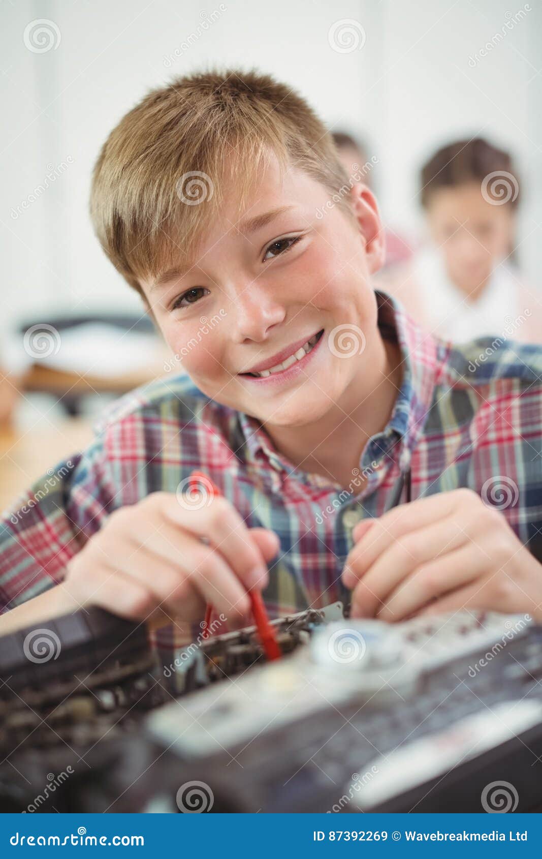 Schoolboy Repairing a Printer in the Classroom Stock Image - Image of ...