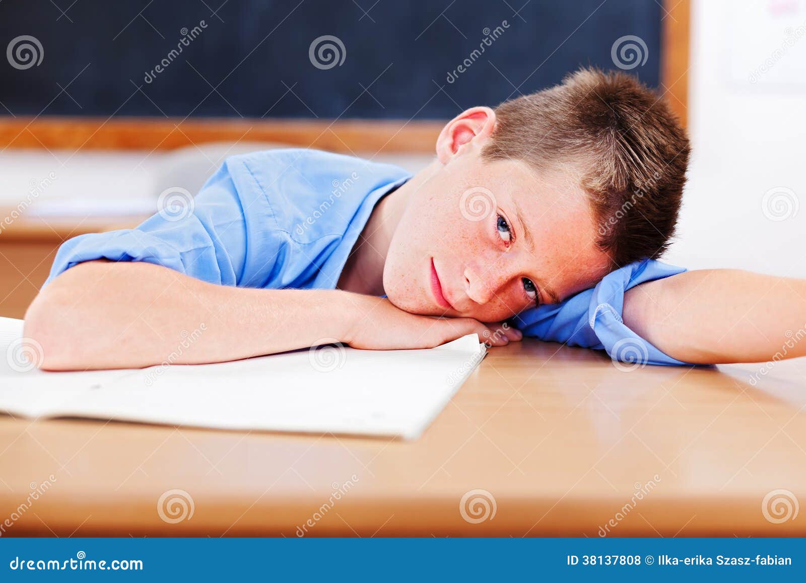 Schoolboy Resting in Classroom Stock Photo - Image of learner, resting ...